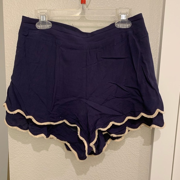 Modcloth | Shorts | Navy Blue Preppy Scalloped Shorts | Poshmark
